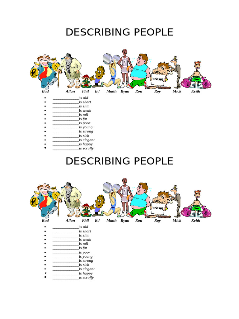Descriptive Traits of People | PDF
