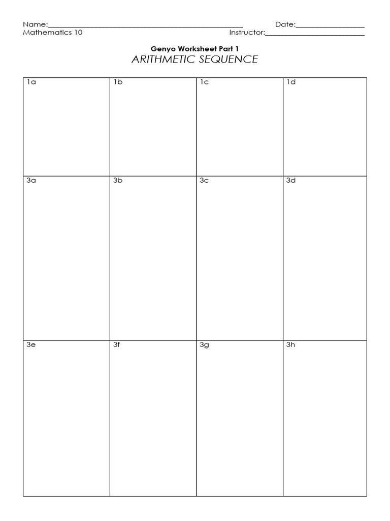 Arithmetic Sequence Worksheet for Grade 10 | PDF
