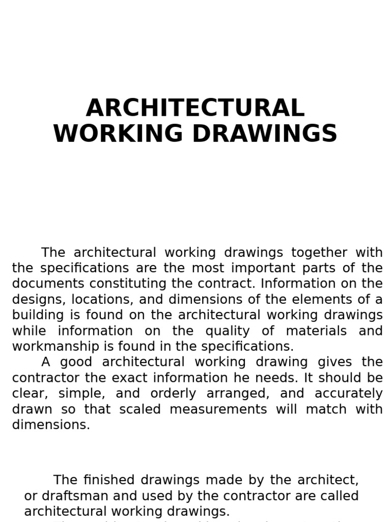 Architectural Working Drawings | PDF | Drawing | Specification ...
