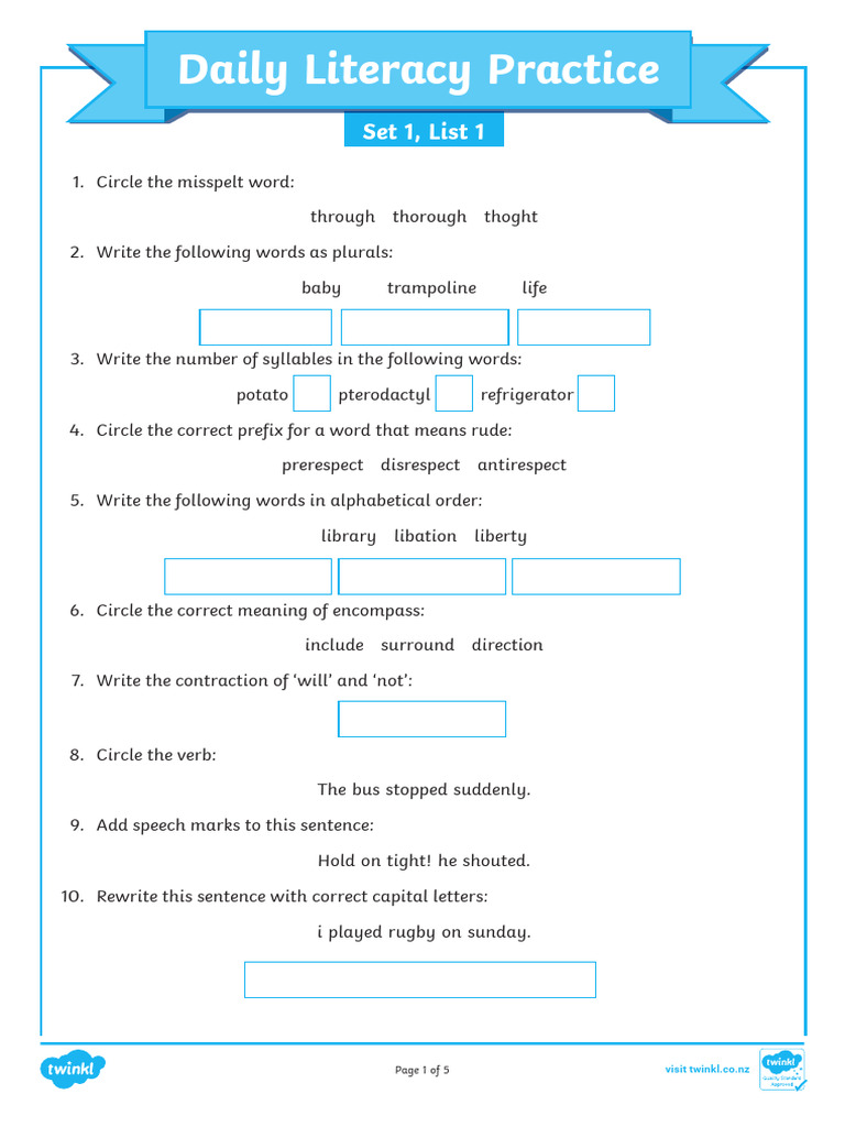Daily Literacy Practice Level 3 | PDF | Word | Noun