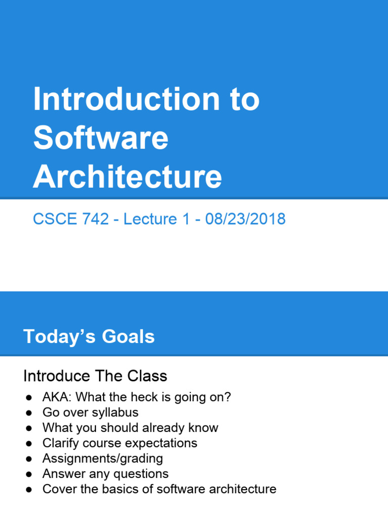 Fall18 Lecture1intro Pdf System Software Architecture