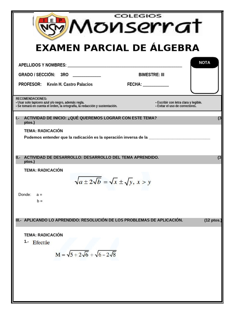 Álgebra III Bim.. | PDF