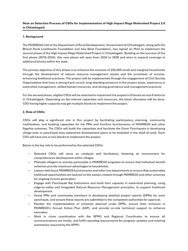 CSO Selection for Watershed Project | PDF | Business