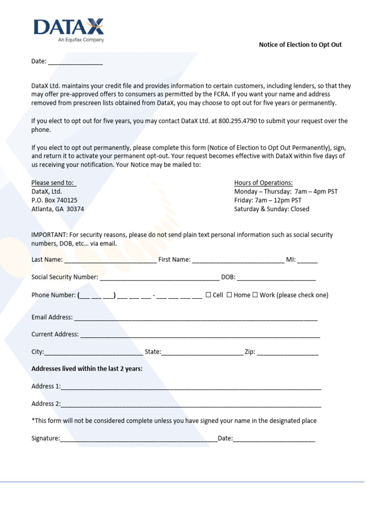 Forms to Be Able to Go and Opt Out | PDF