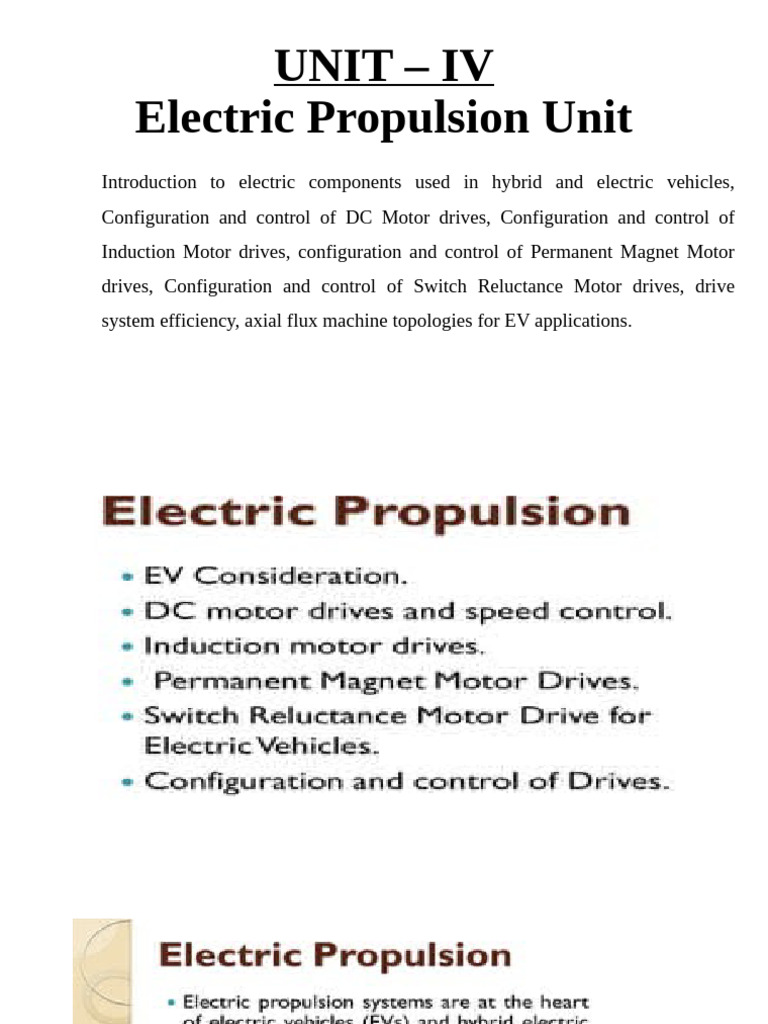 UNIT – 4 Electric Propulsion Unit | PDF
