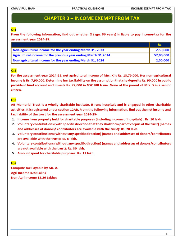 CHAPTER 3 INCOME EXEMPT FROM TAX | PDF
