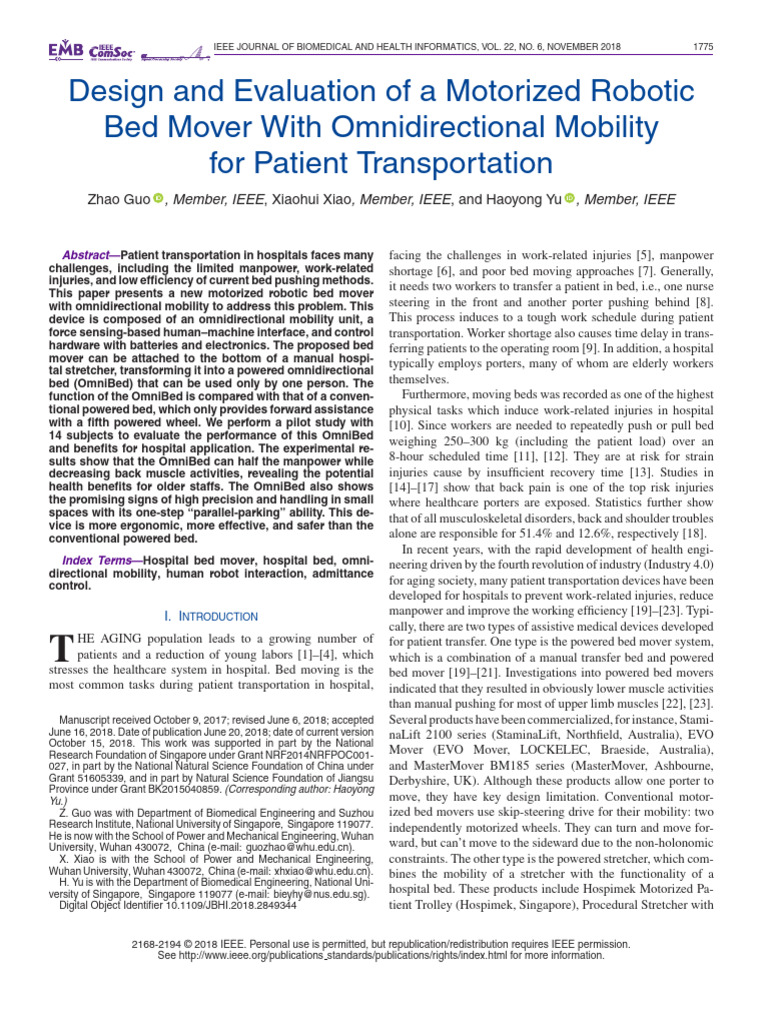 Design and Evaluation of A Motorized Robotic Bed Mover With ...