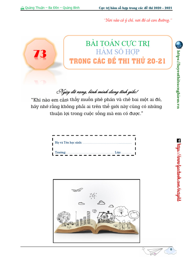 73 Bai Toan Cuc Tri Ham So Hop Trong Cac de Thi Thu THPT Mon Toan | PDF