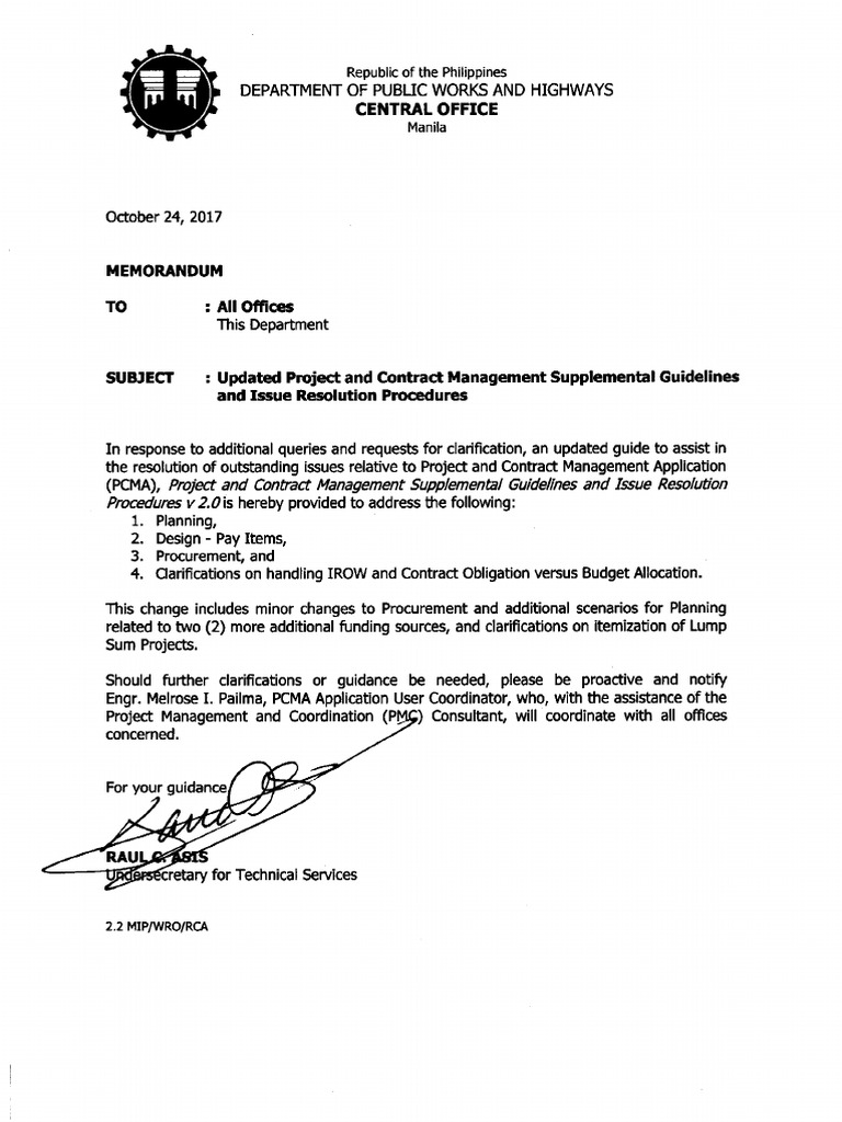 PCMA Issue Resolution Guidelines and Procedures v2.0 3 With Memo | PDF | Road | Specification ...