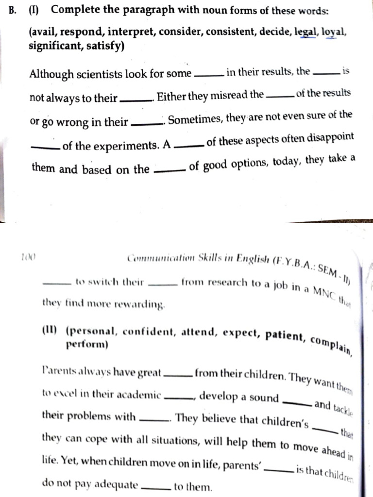 Changing The Class of Words Exercise | PDF | Verb | Noun