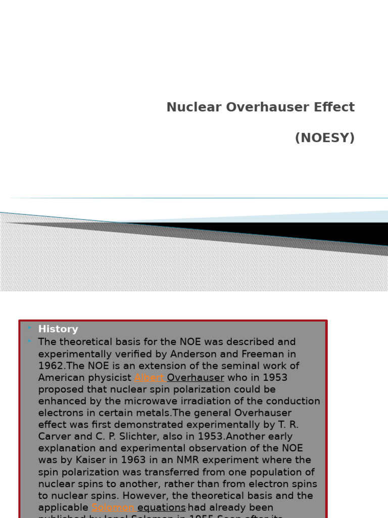 Nuclear Overhauser Effect - (NOESY) | PDF | Two Dimensional Nuclear ...
