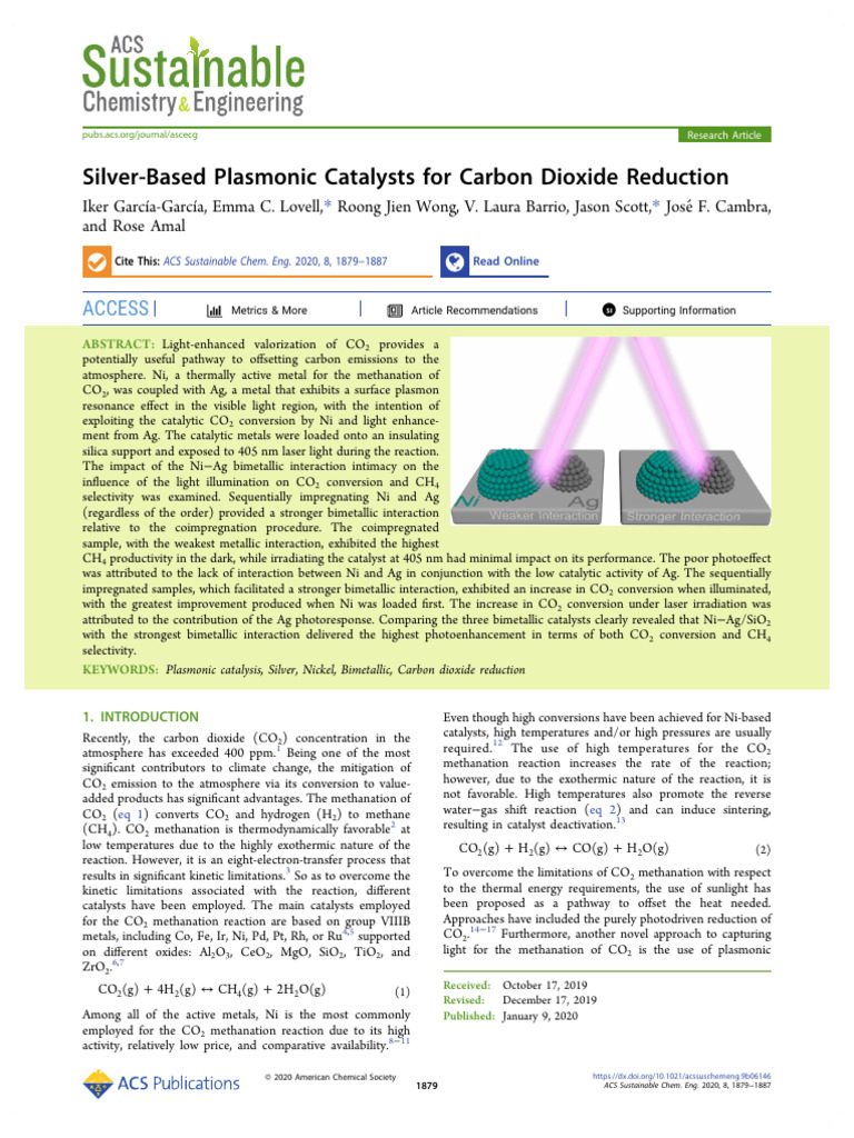 Silver-Based Plasmonic Catalysts For Carbon Dioxide Reduction | PDF ...