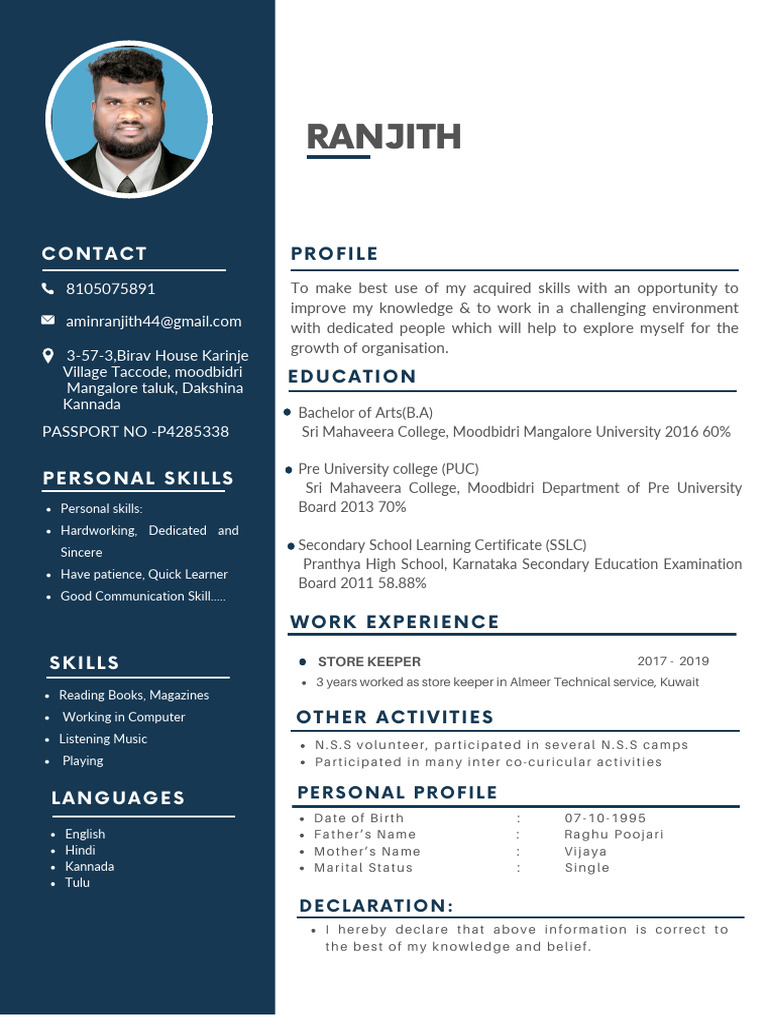 Blue Simple Professional CV Resume | PDF