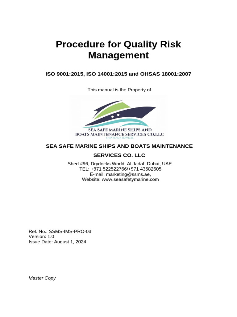 3_Procedure for Quality Risk Management | PDF | Risk | Risk Assessment