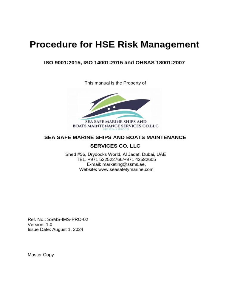2_Procedure for HSE Risk Management | PDF | Risk | Hazards
