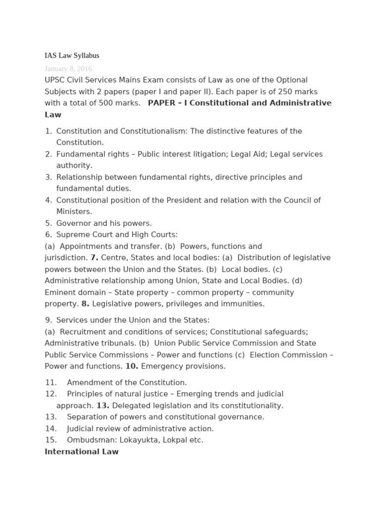 IAS Law Syllabus | PDF | Crime & Violence | Crimes