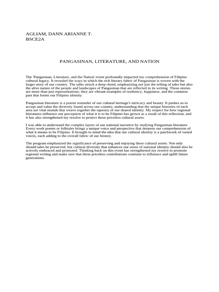 REFLECTION PAPER | PDF | Narrative | Liberal Arts Education