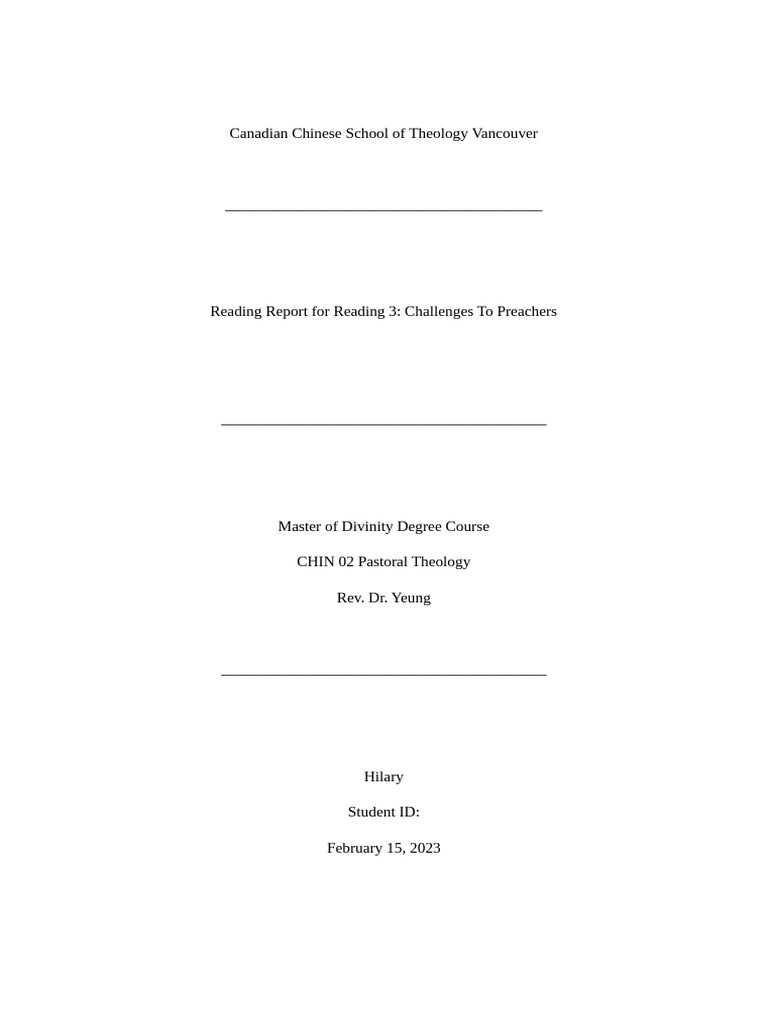 Reading Report 3 | PDF | Bible | God