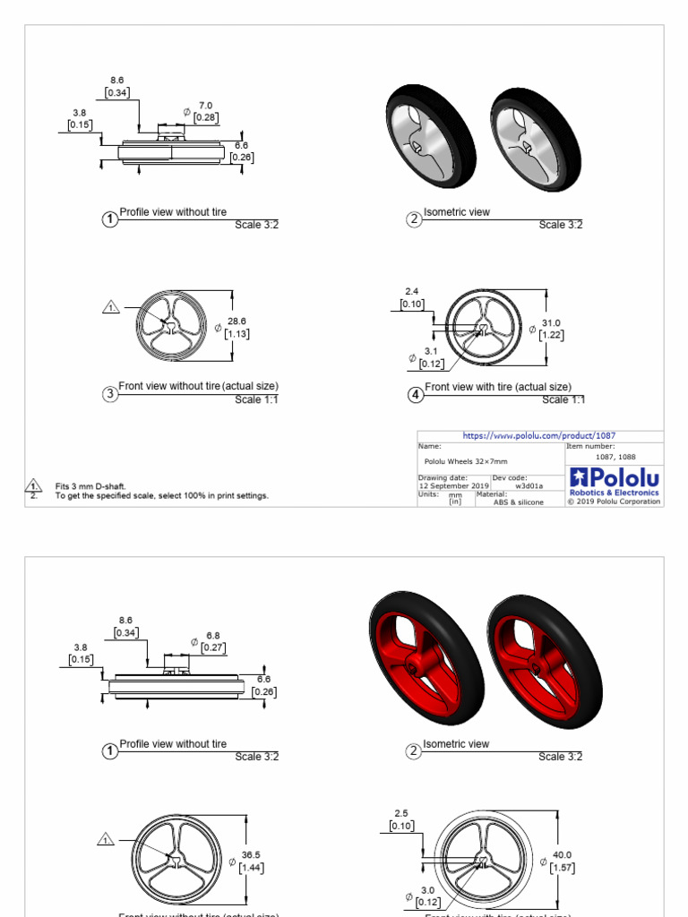 Pololu Wheel Dimensions | PDF | Tire | Screw