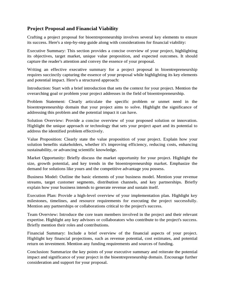 Bioentrepreneurship Project Proposal Guide | PDF | Corporate Finance | Venture Capital
