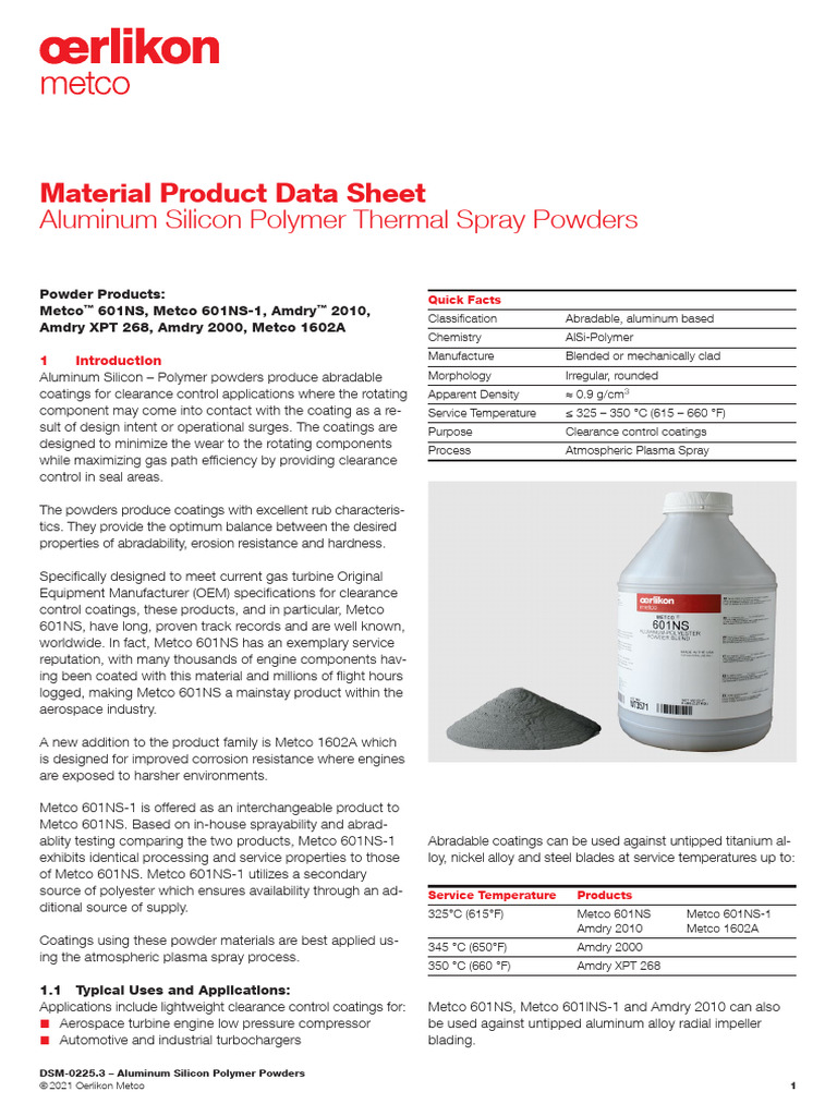 DSM-0225.3 AlSi-Poly Abradables | PDF | Corrosion | Building Engineering