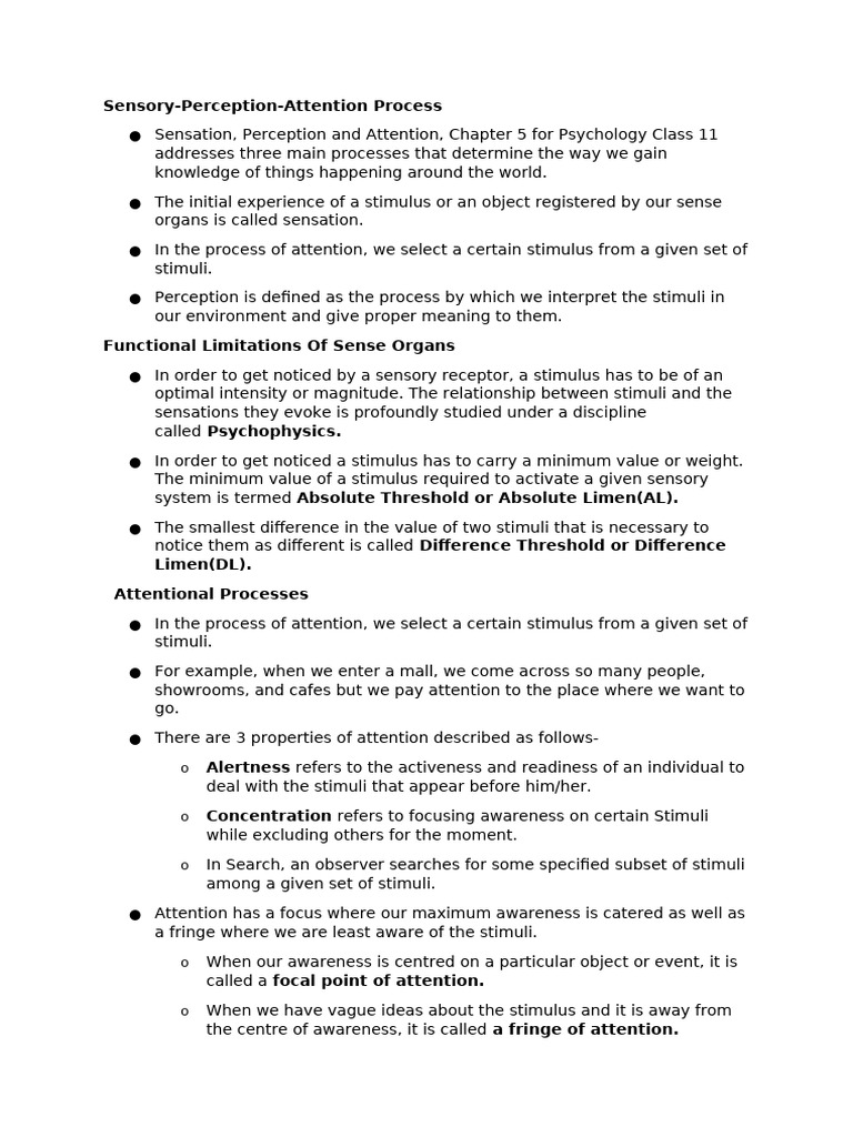 Chapter 4 - Sensory-Attention-Perceptual Processes | PDF | Perception ...