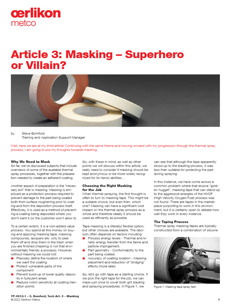 Masking Techniques in Thermal Spray | PDF | Materials | Physical Sciences