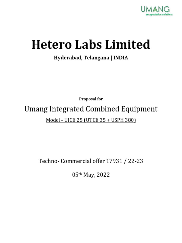 Umang Quote-1 UICE-25 EXtruder-Spheroniser Offer For Hetero Labs | PDF ...