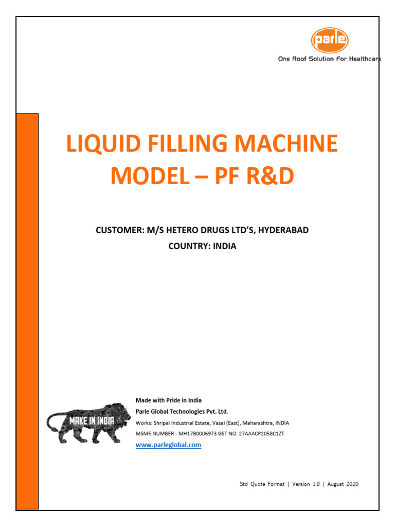 Parle Quote 2- Techno Commerical offer for Liquid Filling Machine Band ...