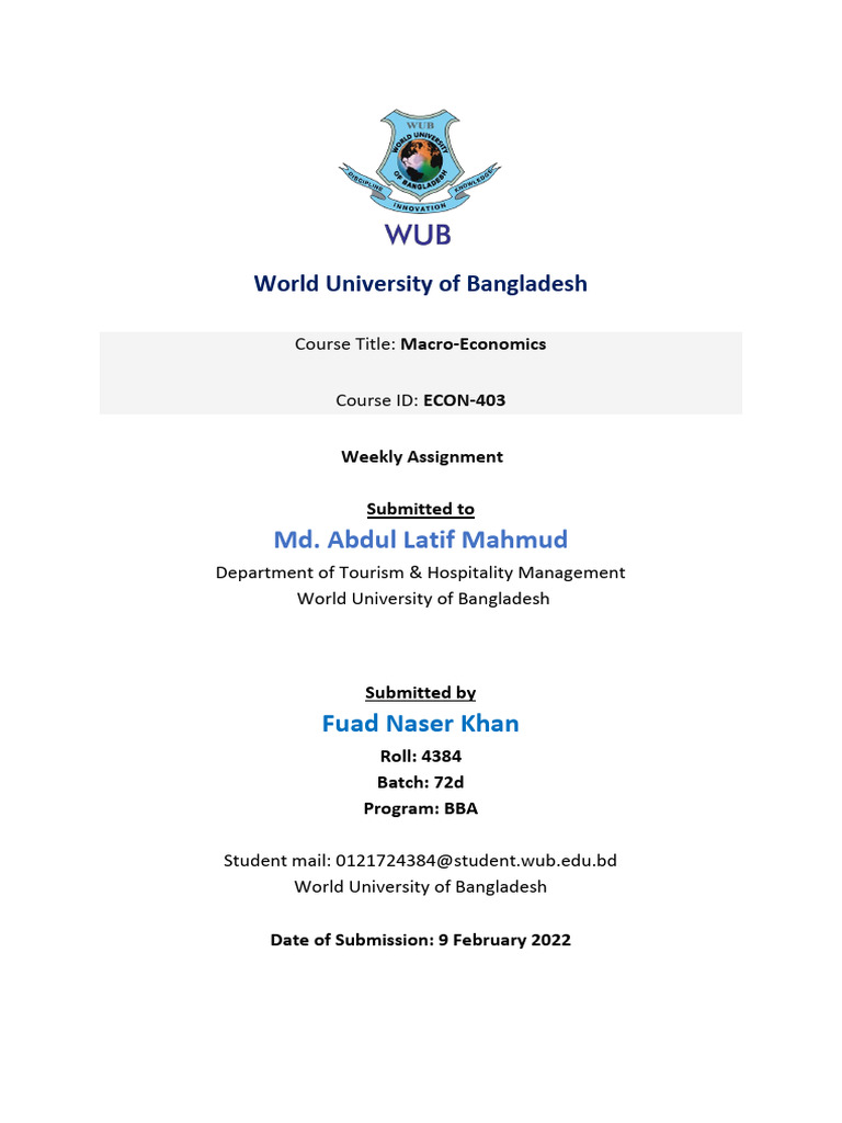 Weekly Assignment ... Macroeconomic | PDF | Gross Domestic Product ... Weekly Assignment ... Macroeconomic | PDF | Gross Domestic Product ...