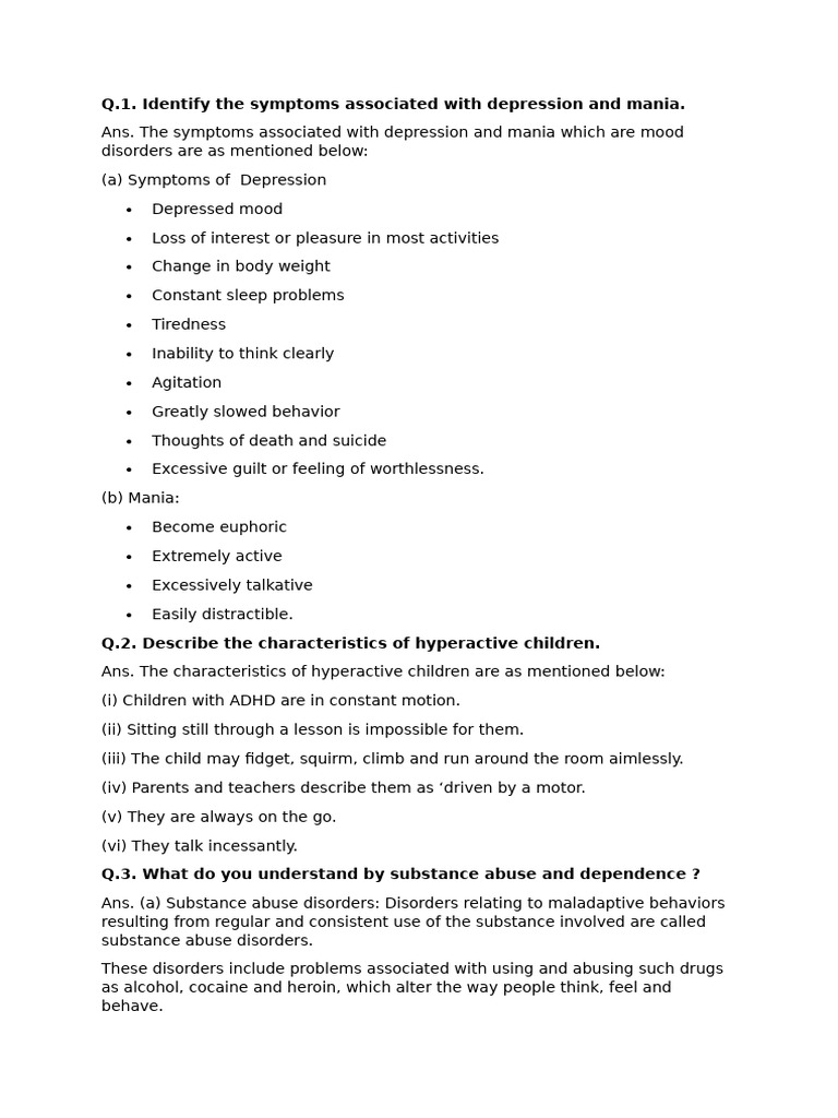 Symptoms of Mental Disorders | PDF | Anxiety | Anorexia Nervosa