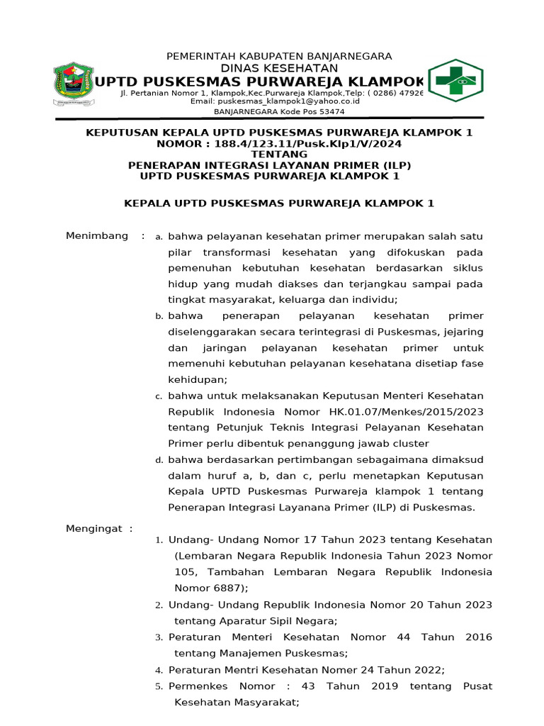 SK Penerapan Ilp 2024 | PDF