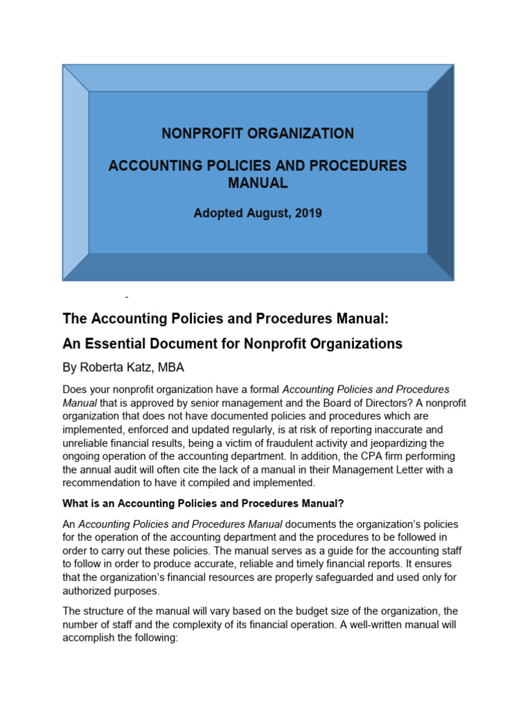 Accounting Policies & Procedures Manual | PDF | Accounts Payable ...