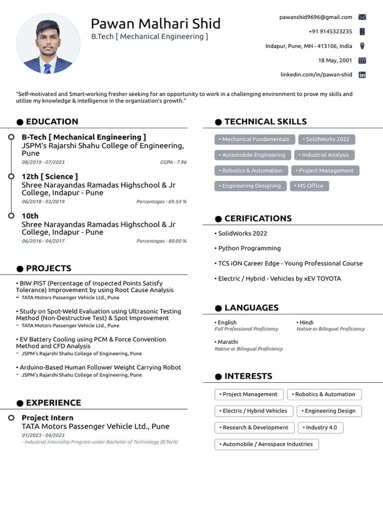 Pawan's Resume | PDF | Engineering | Mechanical Engineering