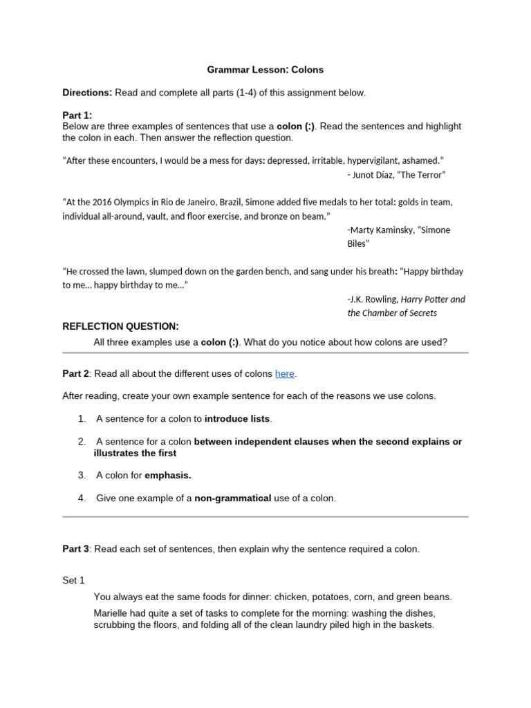 Understanding Colons in Grammar | PDF