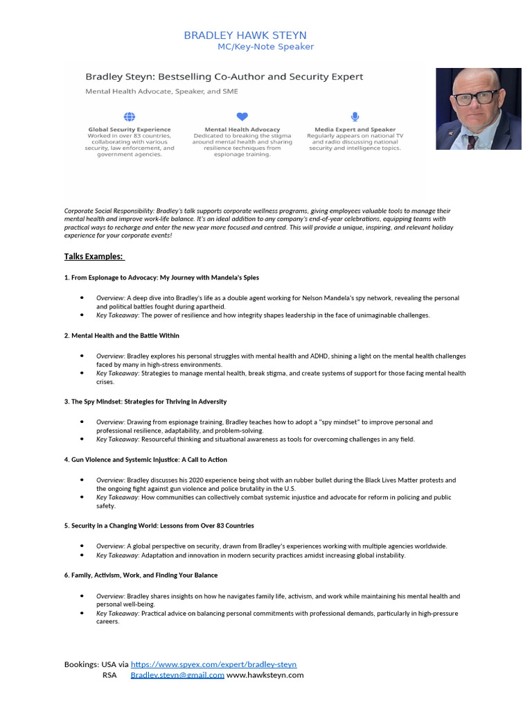 Bradley Steyn: Keynote on Resilience | PDF | Mental Health ...