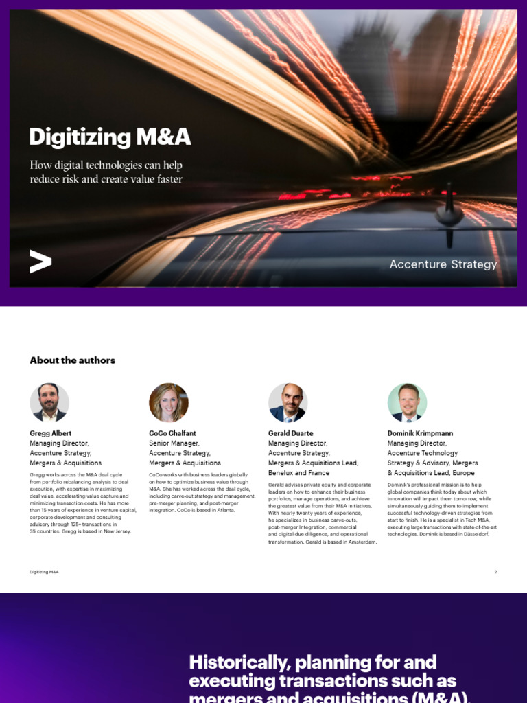 Accenture Strategy Sweetening Deal Digitizing Manda Pov | PDF | Mergers ...