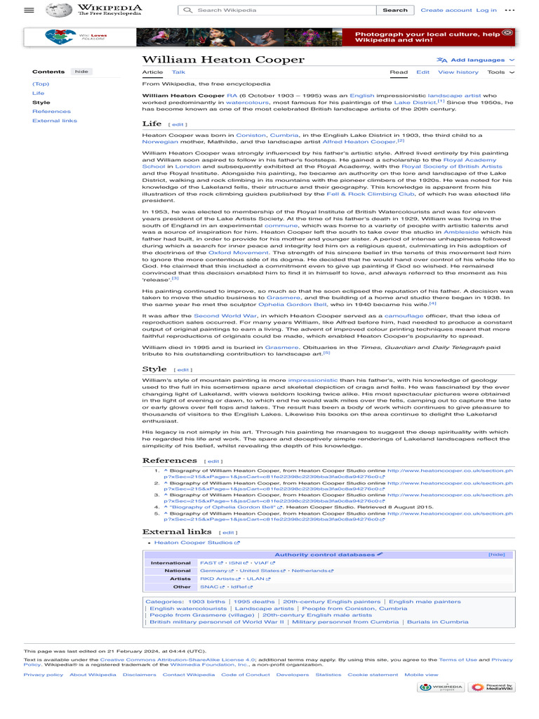 William Heaton Cooper - Wikipedia | PDF