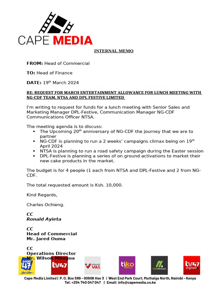 March Internal Memo | PDF