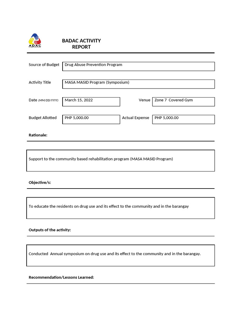 BADAC FORM Activity SYMPOSIUM | PDF