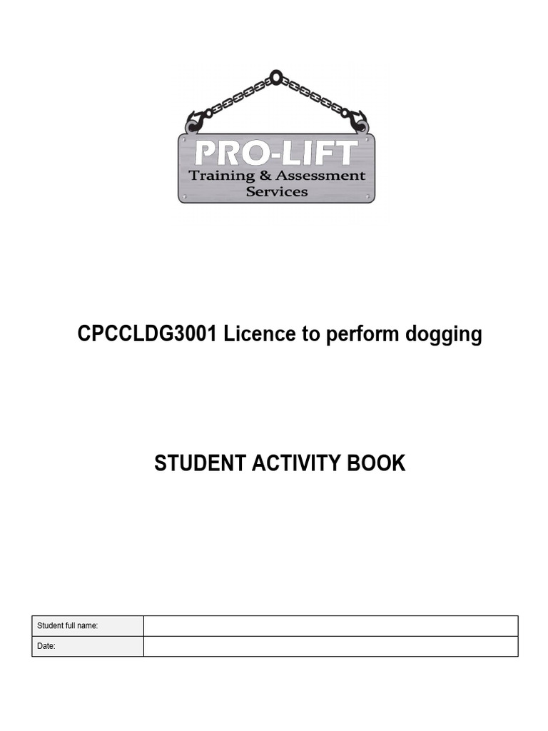 PRO LIFT SAB CPCCLDG3001 Licence To Perform Dogging V 6 2 | PDF