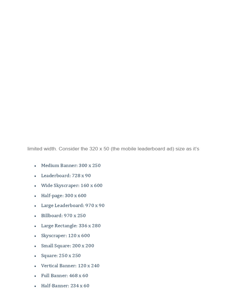 Standard Banner Ad Sizes Explained | PDF