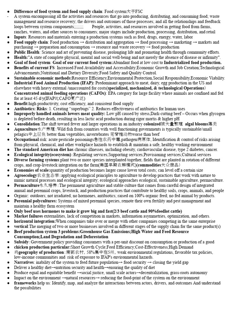 NUTR mid 1 cheat-sheet | PDF | Agriculture | Foods
