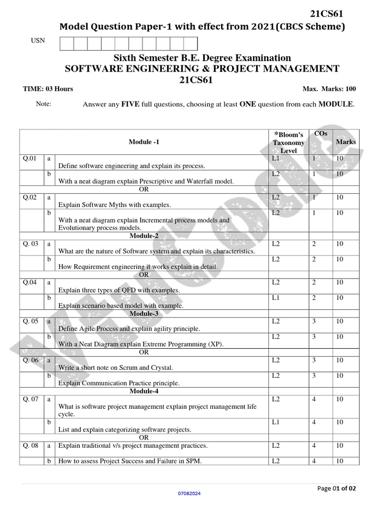 21CS61 Model Set 2 Paper | PDF | Agile Software Development | Software Development