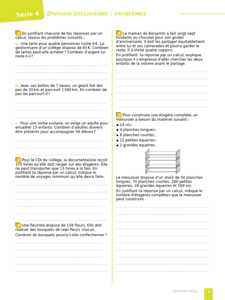 Problèmes de division euclidienne en mathématiques | PDF