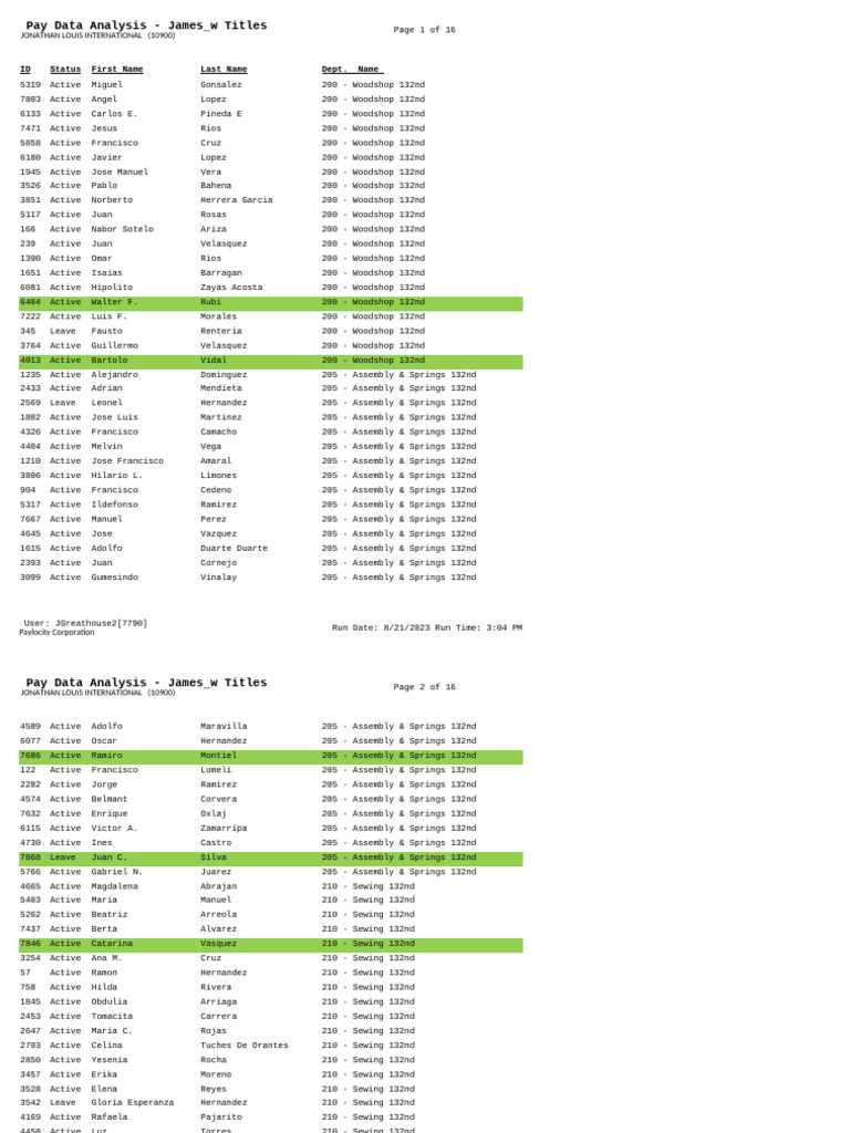 Direct Labor Headcount Revised by Lowest Siniority by Dept 8.24.2023 ...