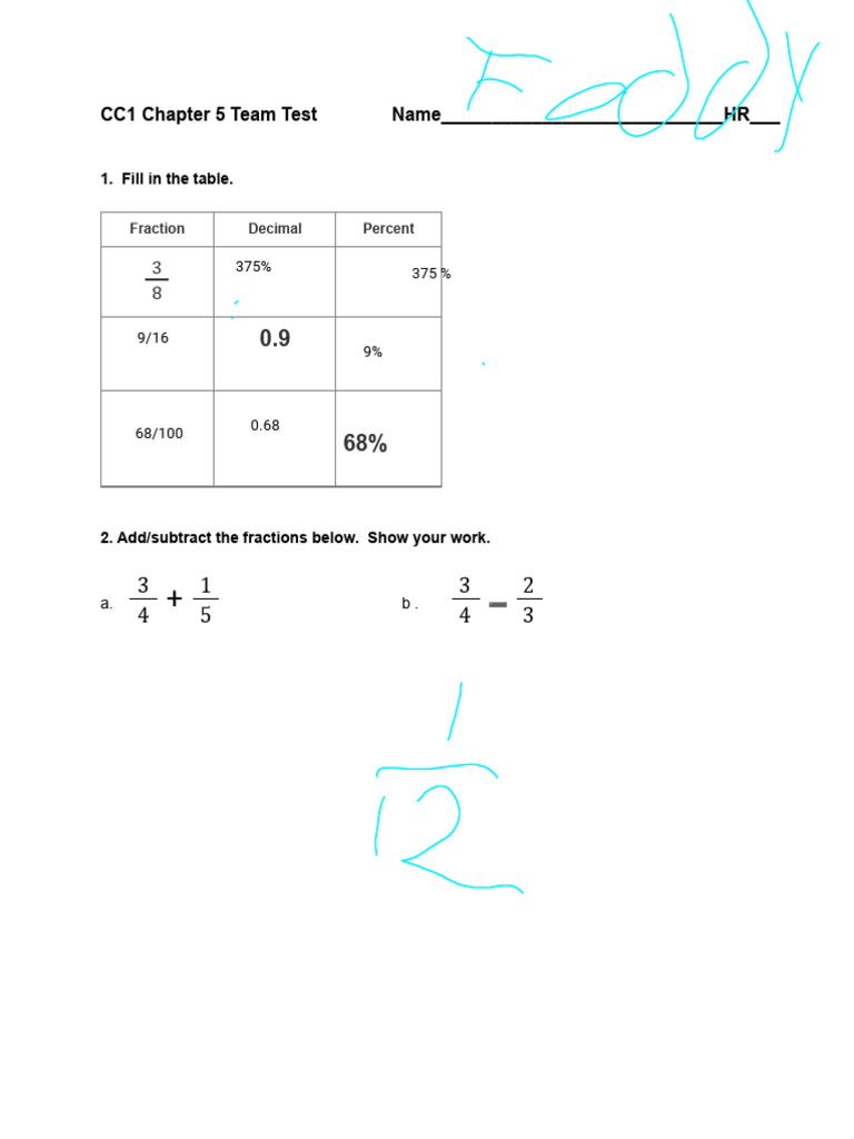 Foddy Donzo - CC1 - Chapter 5 Team Test - Student | PDF