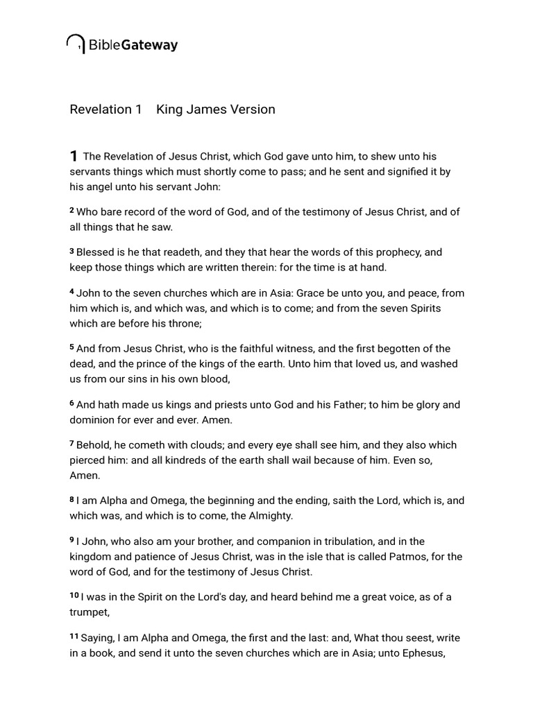 Revelation of Jesus Christ KJV | PDF | God The Father | Religious ...