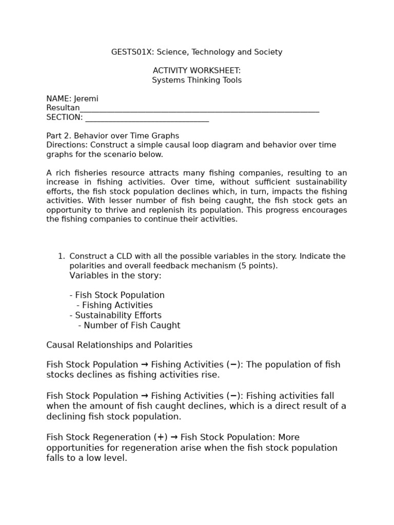 Activity - Systems Thinking | PDF | Fish | Sustainability