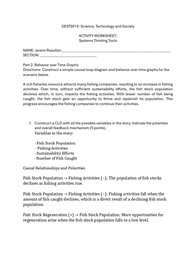 Activity - Systems Thinking | PDF | Fish | Sustainability